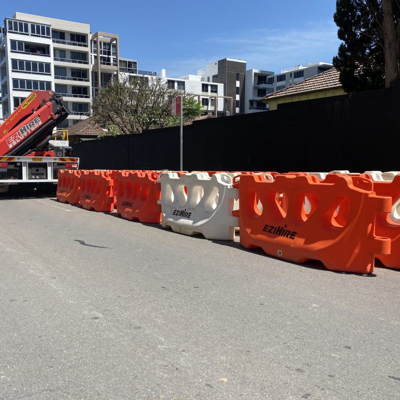 2m water-filled delineator barriers – EZI Hire Solutions Sydney